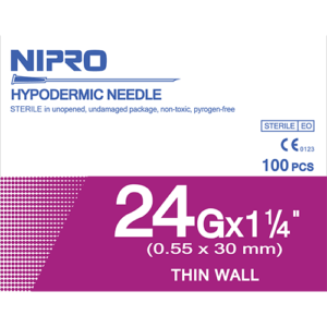1 Box Nipro medical sterile hypodermic needle 24G x 1" (0.55 x 25 mm ...