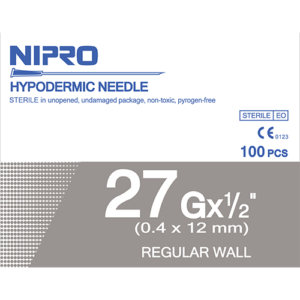 1 Box Nipro medical sterile hypodermic needle 27G x ½" (0.4 x 12 mm ...